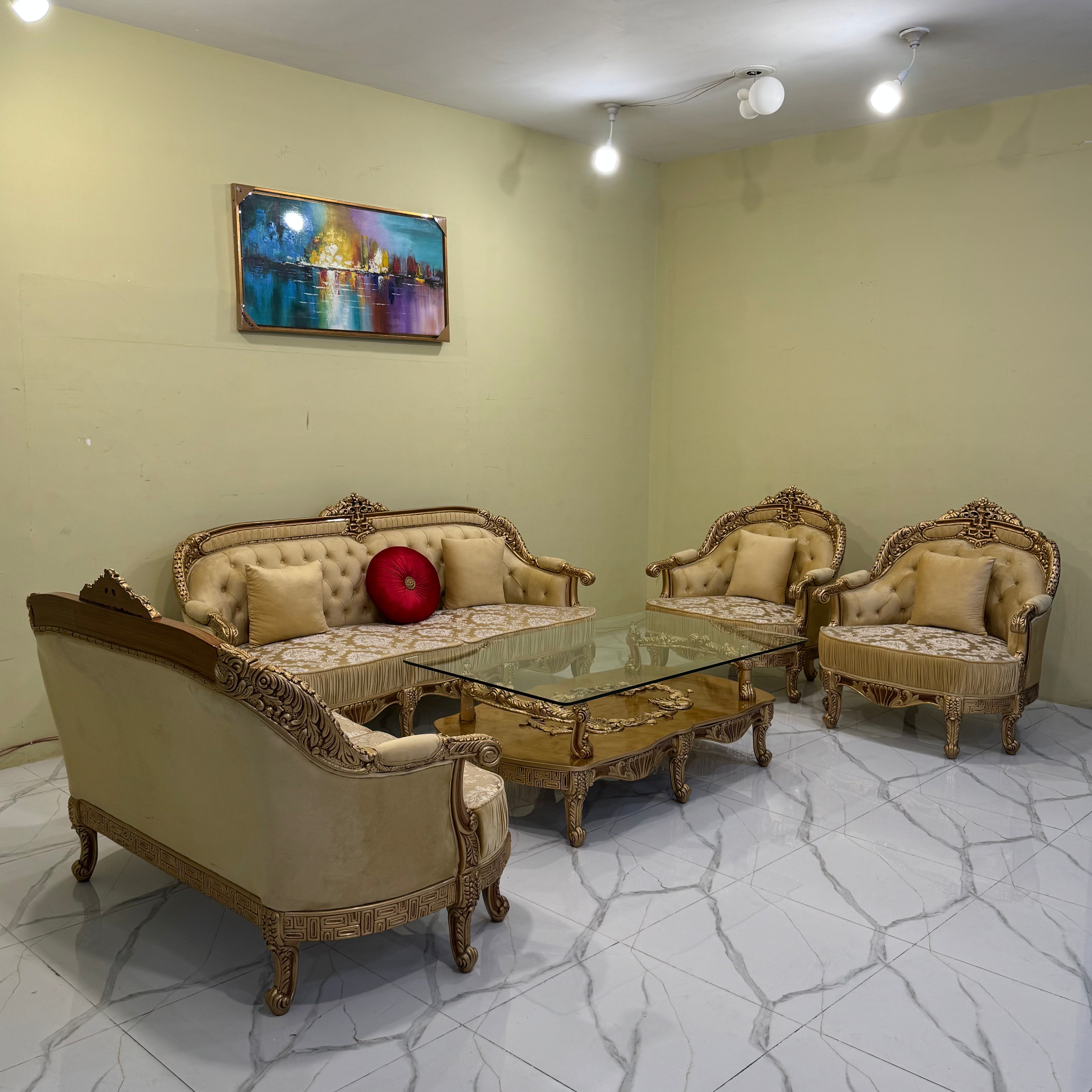 Sofa Set with Setti and Table # S54 – Lahore Furniture